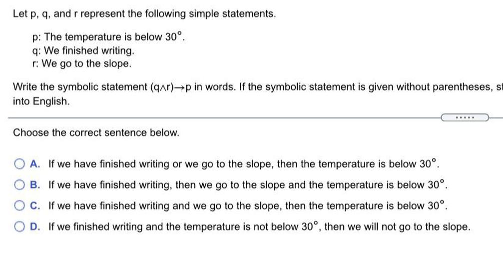 Let P Q And R Represent The Following Simple Statemen Math let-p-q-and-r-represent-the-following-simple-statemen-math
