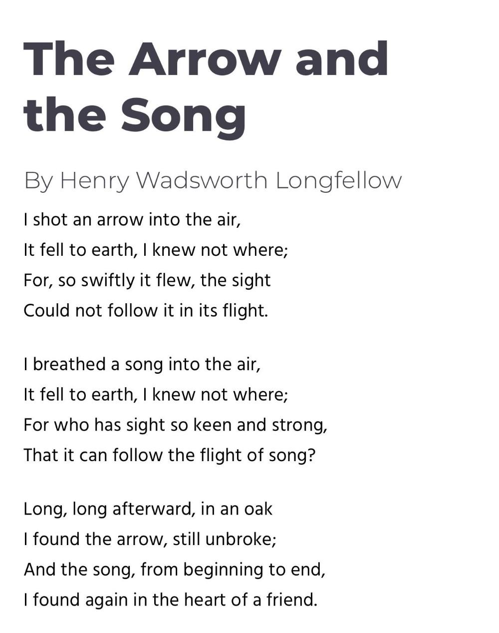 The Arrow and the Song By Henry Wadsworth Longfellow... - Biology