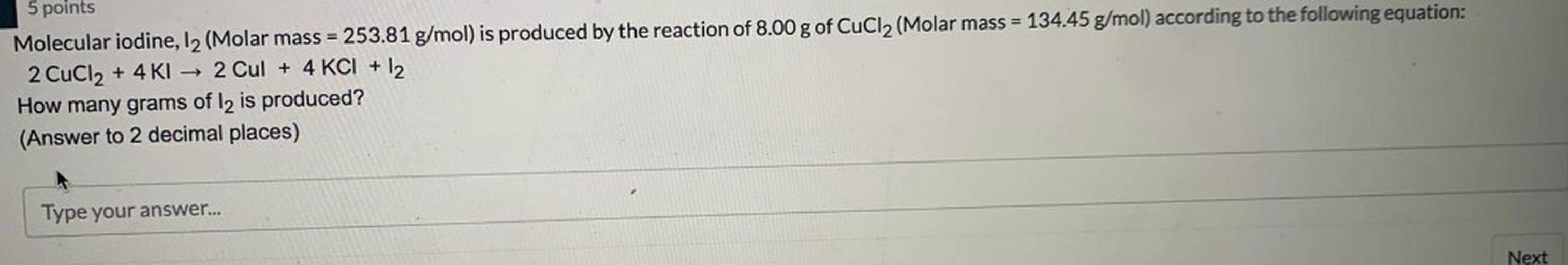 5 points Molecular iodine, 12 (Molar mass... - Physical Chemistry