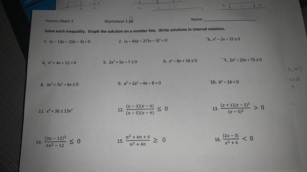 Ca 3 4 3 2 Honors Math 3 11 Worksheet 3 10 Name Sol Math Ca 3 4 3 2 Honors Math 3 11 Worksheet 3 10 Name Sol Math