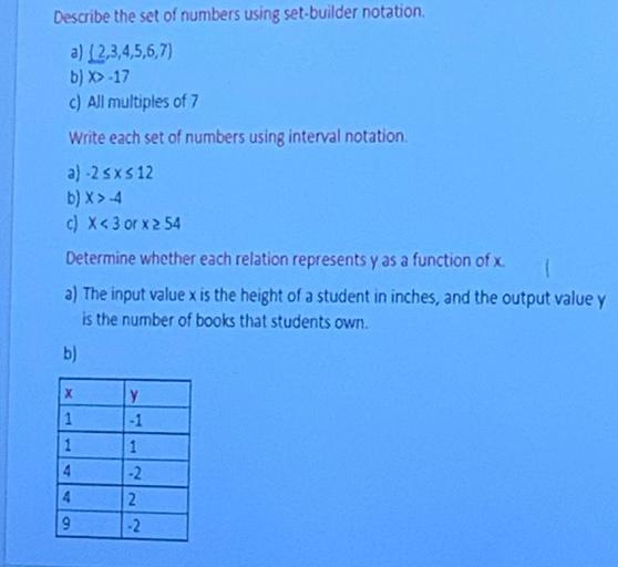Describe the set of numbers using set-builder notation ... - Math