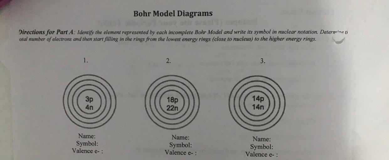 Bohr Model Diagrams Directions for Part A... - Physical Chemistry