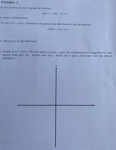 Problem 1 In this problem we aim to graph the function ... - Math