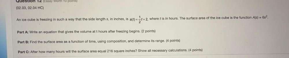 Questlon 12 Essay Worth 10 Points 02 03 02 04 HC A Math Questlon 12 Essay Worth 10 Points 02 03 02 04 HC A Math