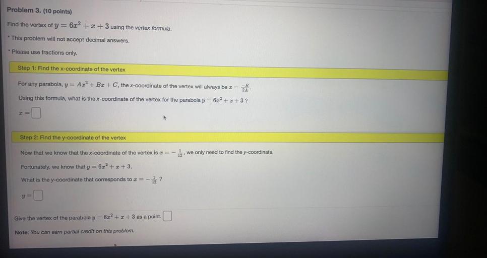 Problem 3 10 Points Find The Vertex Of Y 6x2 X Math problem-3-10-points-find-the-vertex-of-y-6x2-x-math