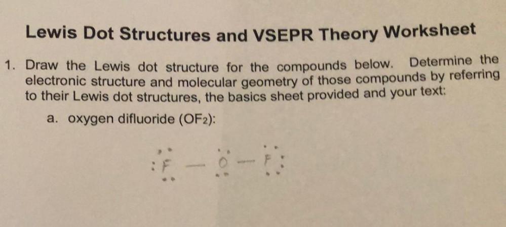 Lewis Dot Structures and VSEPR Theory Wo... - Inorganic Chemistry