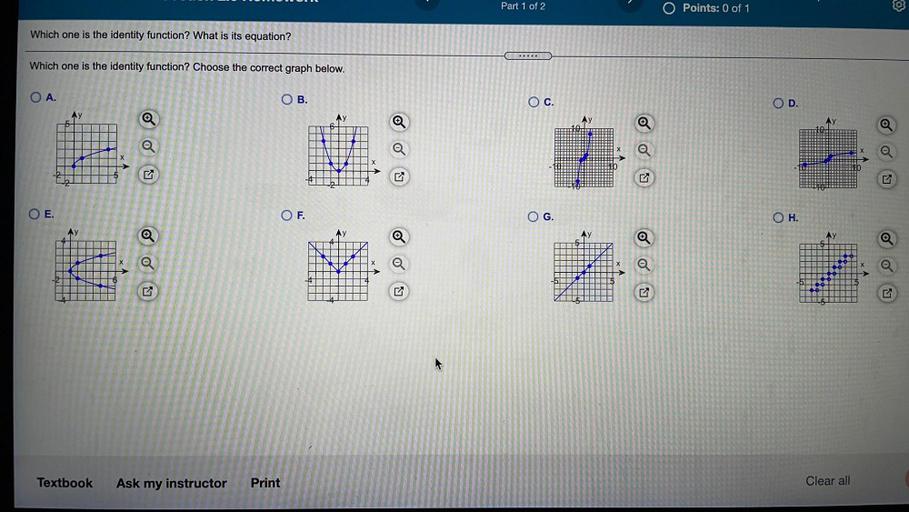 Part 1 of 2 Points: 0 of 1 Which one is the identity fu... - Math