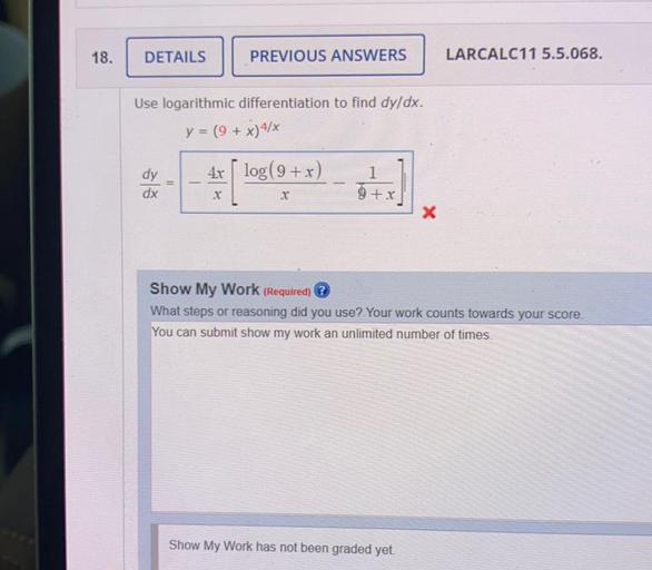 18 DETAILS PREVIOUS ANSWERS LARCALC11 5 5 068 Use Log Math 18-details-previous-answers-larcalc11-5-5-068-use-log-math