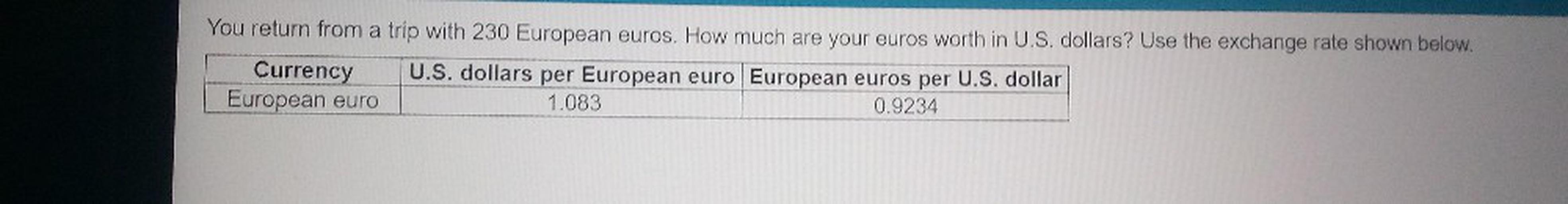 You Return From A Trip With 230 European Euros How Muc Math you-return-from-a-trip-with-230-european-euros-how-muc-math