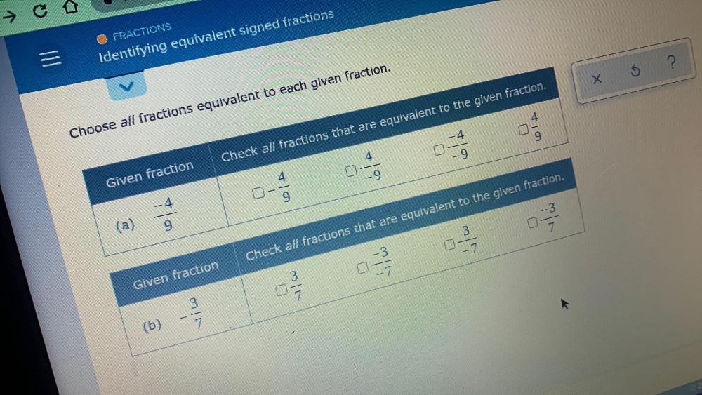 C FRACTIONS Identifying Equivalent Signed Fractions Math C FRACTIONS Identifying Equivalent Signed Fractions Math