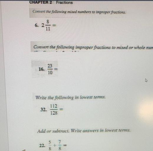 CHAPTER 2 Fractions Convert The Following Mixed Numbers Math chapter-2-fractions-convert-the-following-mixed-numbers-math