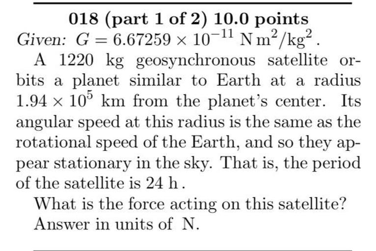 2 X 018 part 1 Of 2 10 0 Points Given G 6 67259 Physics 2-x-018-part-1-of-2-10-0-points-given-g-6-67259-physics