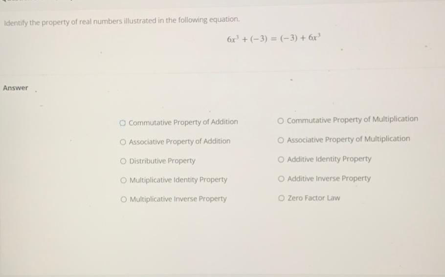Identify The Property Of Real Numbers Illustrated In Th Math Identify The Property Of Real Numbers Illustrated In Th Math