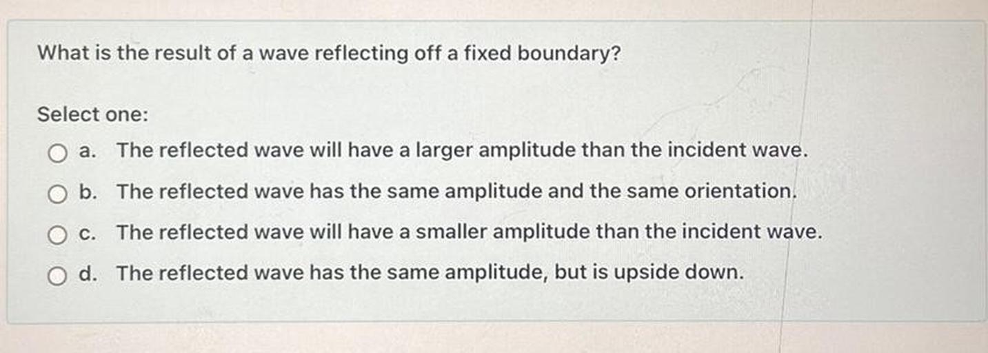 What is the result of a wave reflecting off a fixed ... - Physics