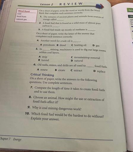 Lesson 2 REVIEW Les Word Bank Coal Fossil Fuels Nat Biology lesson-2-review-les-word-bank-coal-fossil-fuels-nat-biology
