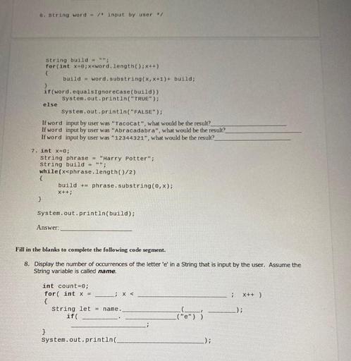 6. string word / input by user /... - Computer Science Principles
