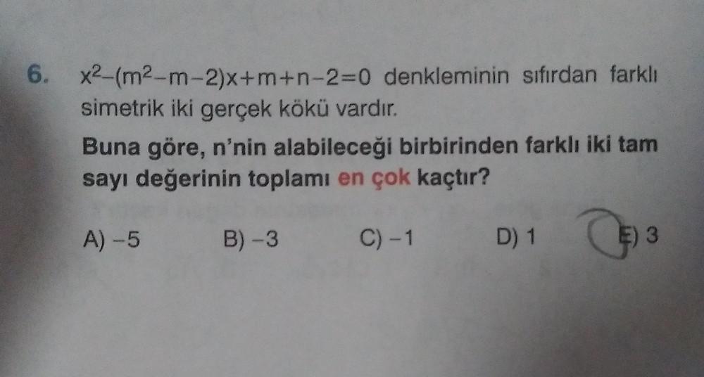 6 X2 m2 m 2 x m n 2 0 Denkleminin S f rdan Lise Matematik 6 X2 m2 m 2 x m n 2 0 Denkleminin S f rdan Lise Matematik