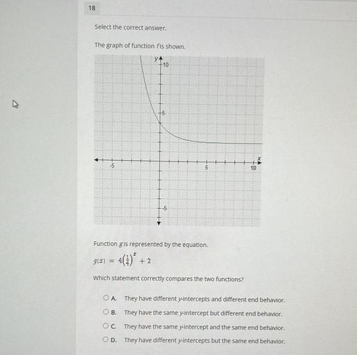 18 Select The Correct Answer The Graph Of Function Fis Math