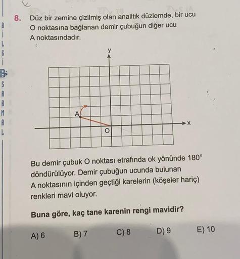 8 Düz Bir Zemine çizilmiş Olan Analitik Düzlemde Geometri