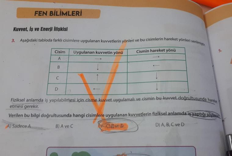 FEN BİLİMLERİ Kuvvet, İş ve Enerji iliş... - Ortaokul Fen Bilgisi - Kunduz