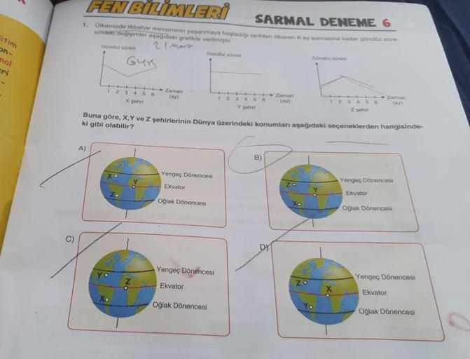 FENBİLİMLERİ SARMAL DENEME 6 Ülkemizde ... - Ortaokul Fen Bilgisi