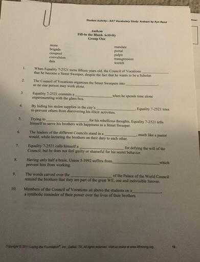 Student Activity SAT Vocabulary Study Anthem By Psychology student-activity-sat-vocabulary-study-anthem-by-psychology