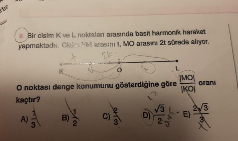 rtis 9. Bir cisim Kve L noktaları arasında basit harmonik hareket ...