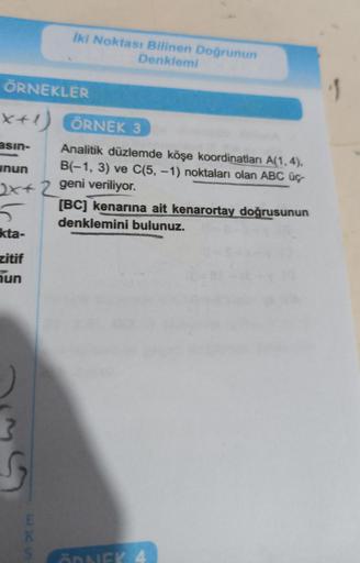 Iki Noktası Bilinen Doğrunun Denklemi Örnekler 11 X Geometri