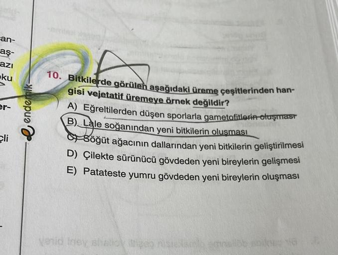 -an- aş- azi ku endemik er- 10. Bitkilerde görülen ... - Biyoloji