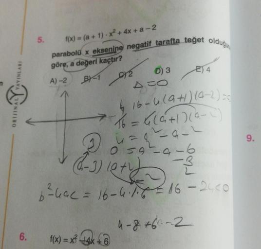 5 F x a 1 X2 4x A 2 Parabol Lise Matematik 5-f-x-a-1-x2-4x-a-2-parabol-lise-matematik