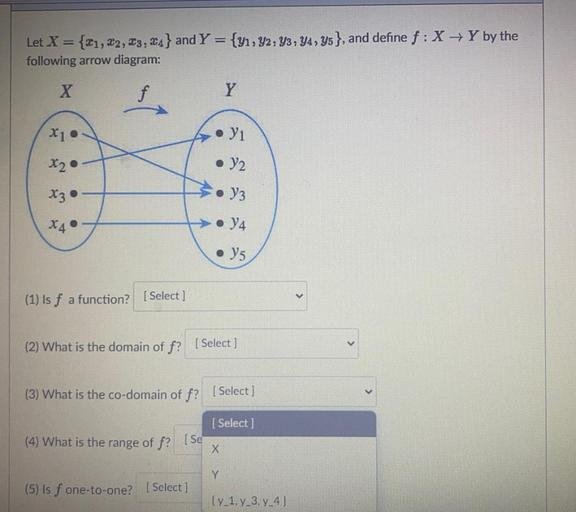 = Let X = {21, 22, 23;&4} and Y = {41, 42; Y3, 94, Y5},... - Math