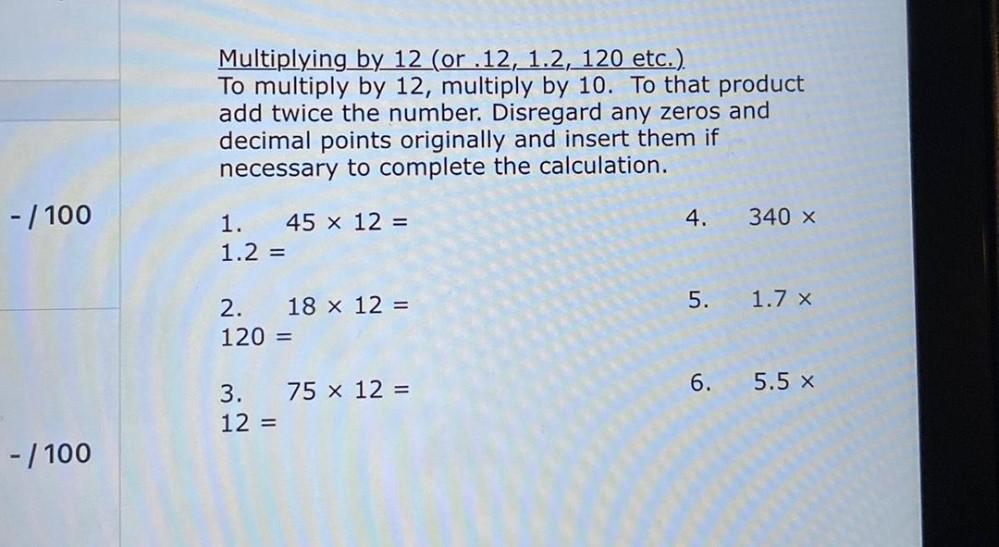 Multiplying By 12 or 12 1 2 120 Etc To Multiply Math Multiplying By 12 or 12 1 2 120 Etc To Multiply Math