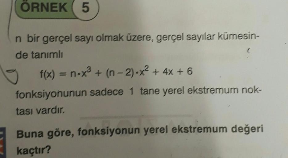 ORNEK 5 n bir gerçel sayı olmak üzere, gerçel... - Lise Matematik ORNEK 5 n bir gerçel sayı olmak üzere, gerçel... - Lise Matematik