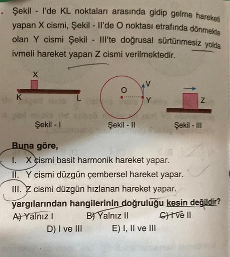 . Şekil - I'de KL noktaları arasında gidip gelme harek... - Fizik