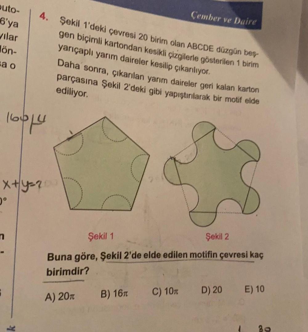 puto- Cember ve Daire 6'ya Vilar lön- 4. Şeki... - Lise Matematik