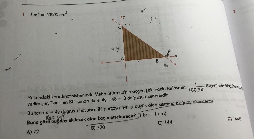 1. 1 m² = 10000 cm² uy- A 16 100000 Yukar... - Ortaokul Matematik