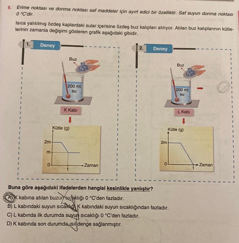 5. Erime noktası ve donma noktası saf maddeler için ayırt edici bir ...