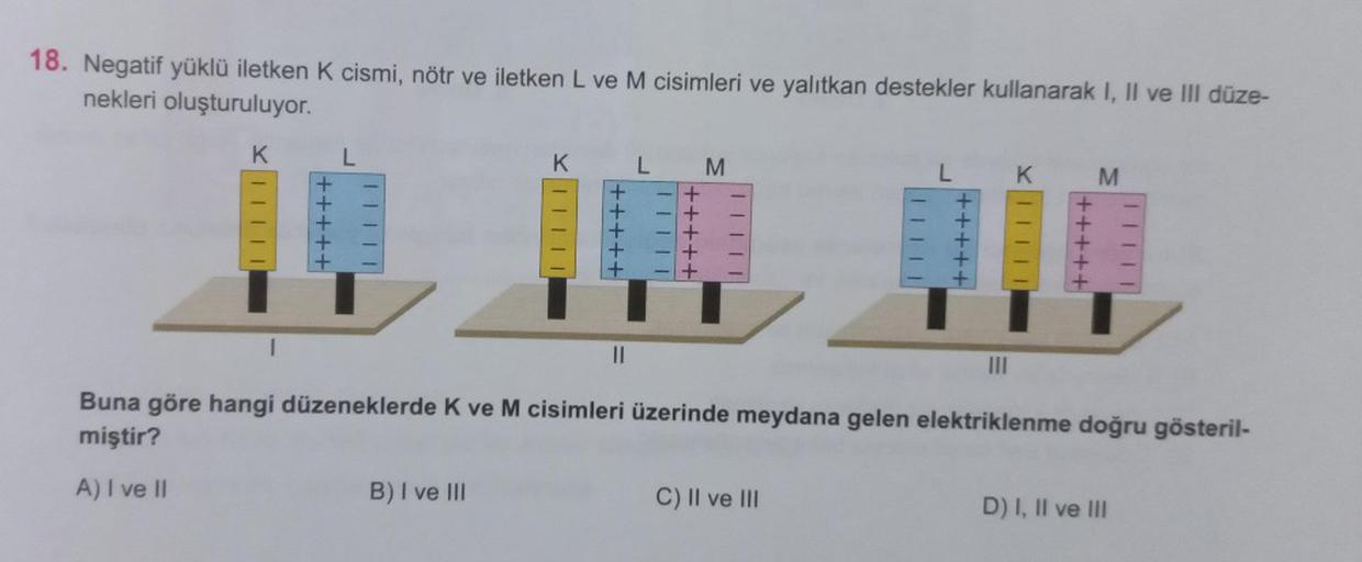 18. Negatif yüklü iletken K cismi, nötr... - Ortaokul Fen Bilgisi