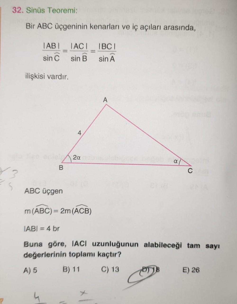 32. Sinüs Teoremi: Bir ABC üçgeninin kenarları ve i... - Geometri