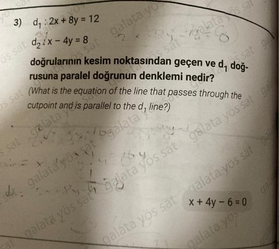 3 D₁ 2x 8y 12 D₂x 4y 8 Doğrularının Kesim No Geometri