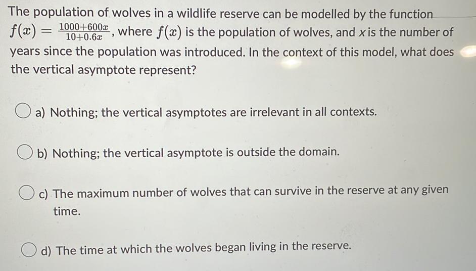 The Population Of Wolves In A Wildlife Reserve Can B Algebra The Population Of Wolves In A Wildlife Reserve Can B Algebra