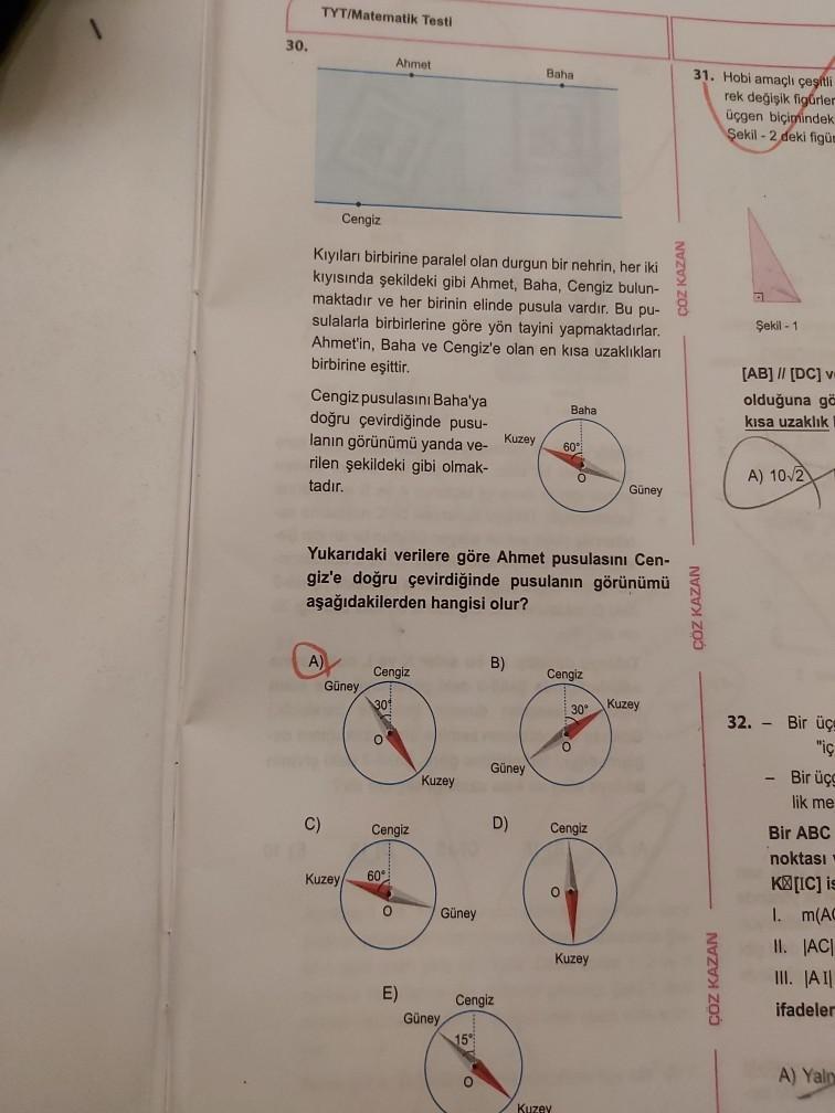 30. TYT/Matematik Testi Ahmet Baha Cengiz Kıyıları ... - Geometri