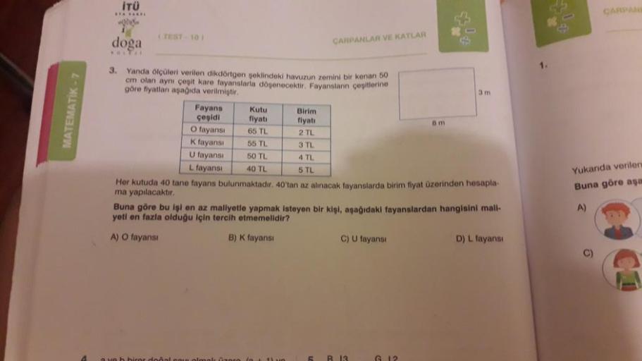 MATEMATİK - 7 İTÜ STA VARPI doga (TEST-10... - Ortaokul Matematik