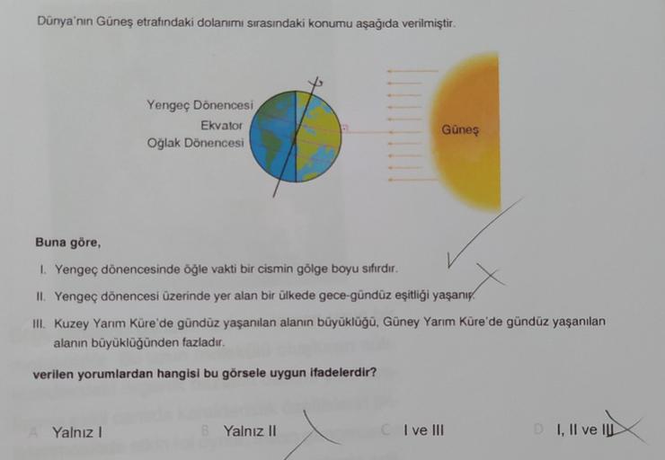 Dünya'nın Güneş etrafındaki dolanımı sı... - Ortaokul Fen Bilgisi