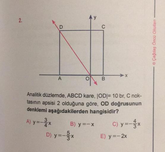 2 D A C D Y 3x B Analitik Düzlemde Abcd Kare Geometri