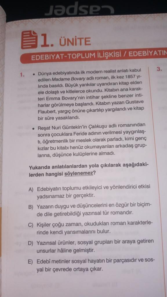 1. Jadsen 1. ÜNİTE EDEBIYAT-TOPLUM İLİŞKİSİ / EDEBİYATIN . Dünya ...