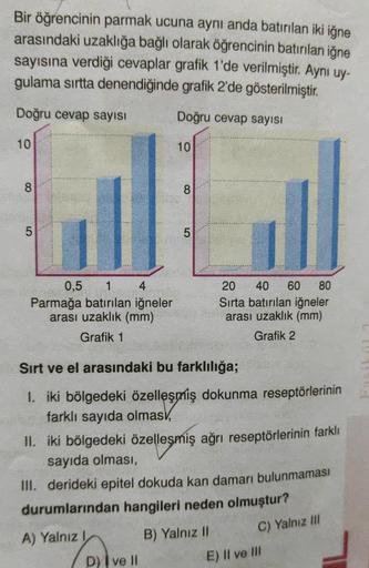 Bir öğrencinin Parmak Ucuna Aynı Anda Batırılan Iki Biyoloji