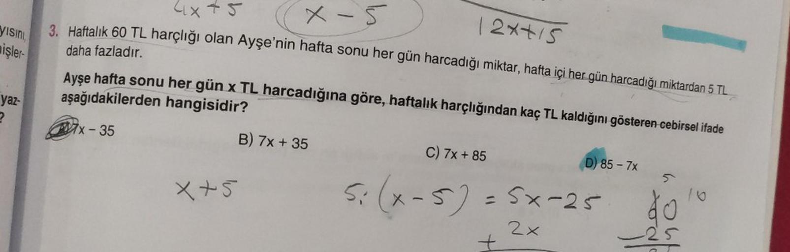 Y s n I ler Yaz 2 X 5 12x 15 3 Hafta Ortaokul Matematik y-s-n-i-ler-yaz-2-x-5-12x-15-3-hafta-ortaokul-matematik