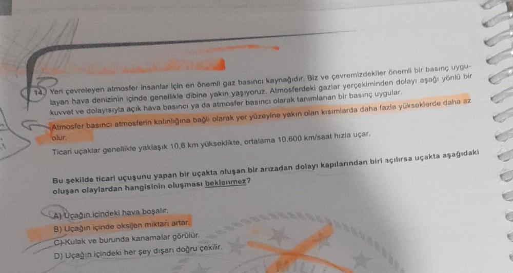 14.) Yen çevreleyen atmosfer insanlar için en önemli gaz basıncı ...