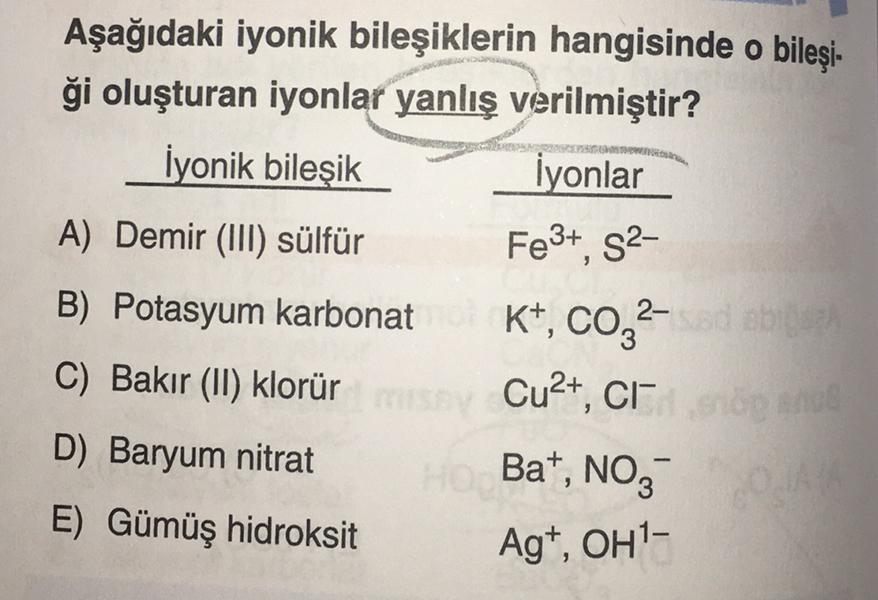 Aşağıdaki iyonik bileşiklerin hangisinde o bileşi- ği ... - Kimya